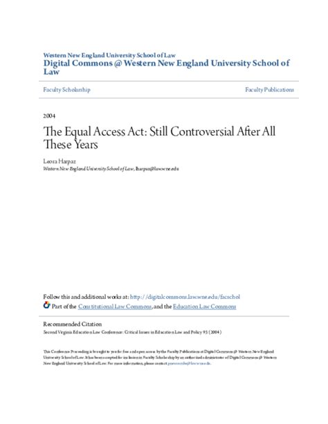 Pdf The Equal Access Act Still Controversial After All These Years