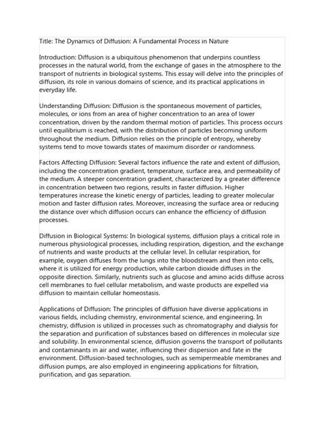 Diffusion Pdf Diffusion Chemistry