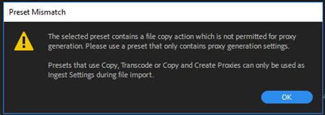 Proxy Generation Settings Adobe Product Community
