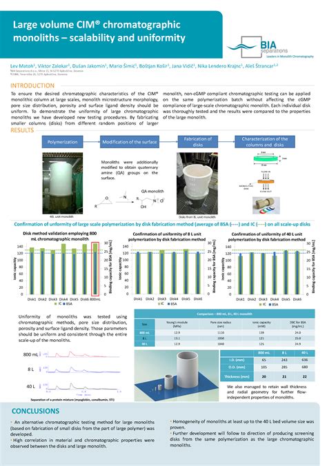 Large Volume Cim Chromatographic Monoliths Scalability And Uniformity Sartorius Bia Separations
