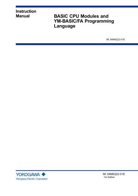 Basic Cpu Modules And Ym Basicfa Programming Yokogawa