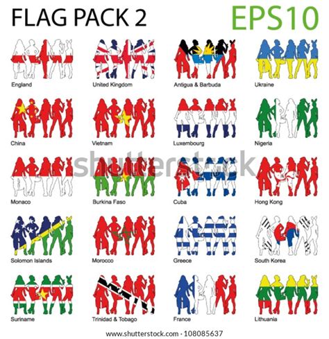 Eps10 Sexy Woman World Flags Pack Stock Vector Royalty Free 108085637 Shutterstock