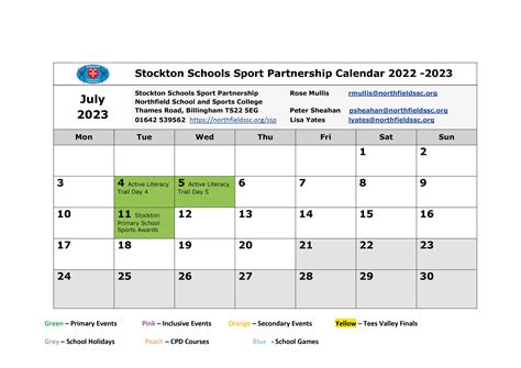 Sssp Calendar 2022 23 Northfield School And Sports College