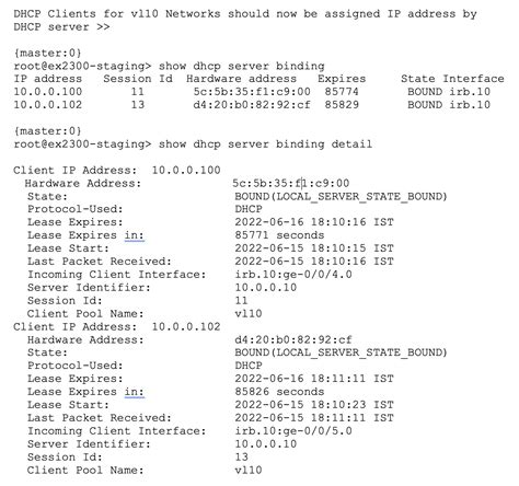 DHCP Server Relay Configuration For Managed Switch Mist