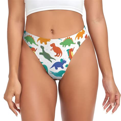Colorful Dinosaur Print Thongs For Women No Show Seamless Womens