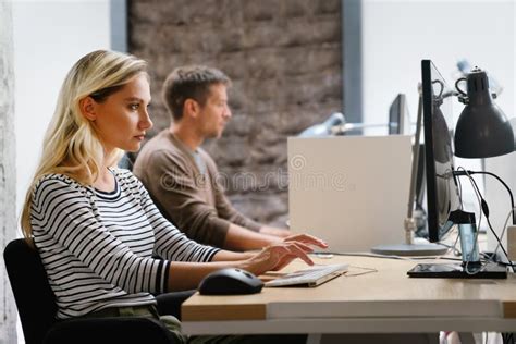 Software Engineers Working On Project And Programming In Company Business People Concept Stock