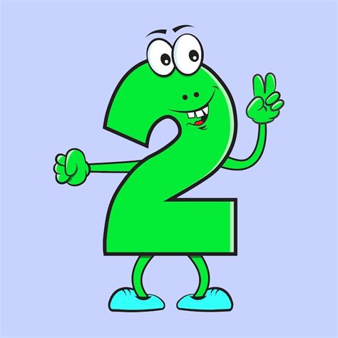 Creative Number 2 Cartoon Charactor Premium Vector