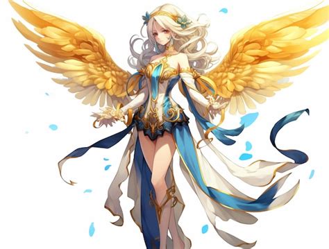 Premium Ai Image Anime Angel Girl With Wings And A Blue Dress Generative Ai