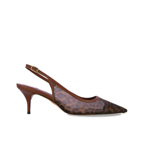 Slingback Mesh Pumps Leopard Print Europa Art
