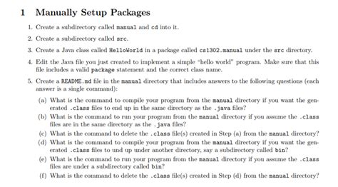 Solved 1 Manually Setup Packages 1 Create A Subdirectory