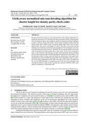 Girth Aware Normalized Min Sum Decoding Algorithm For Shorter Length Low Density Parity Check