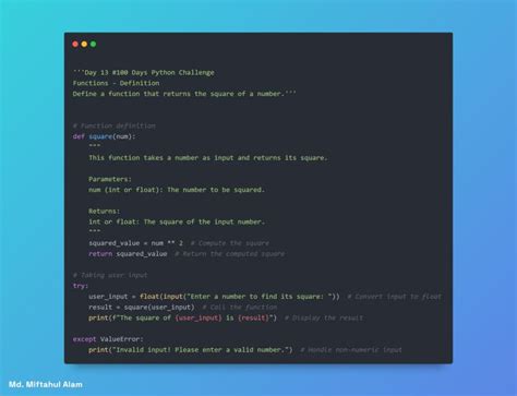 100dayspythonchallenge Pythonprogramming Codingjourney Functions Md Miftahul Alam