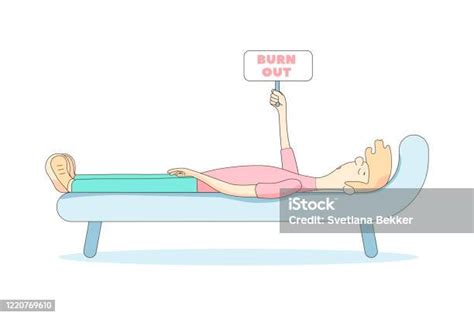직장에서 소진 피곤한 남자가 소파에 누워 있다 사무실에서 긴 근무 일 정신 건강 문제 흰색 배경에서 격리된 플랫 벡터 그림 개념에 대한 스톡 벡터 아트 및 기타 이미지