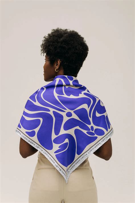 Royal Blue Silk Foulard 90x90cm Lotta Ludwigson