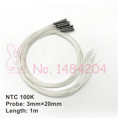 Ntc 3950 100k Thermistor Temperature Sensor 100k Ohm Probe 3mm 20mm Probe 500mm Wire 10 Pcs