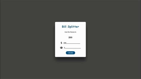 bill splitter app html css javascript source code 2021 youtube
