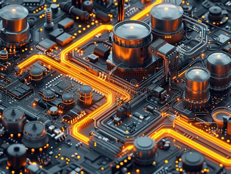 Semiconductor Industry Conception Hightech Computer Board With Chip