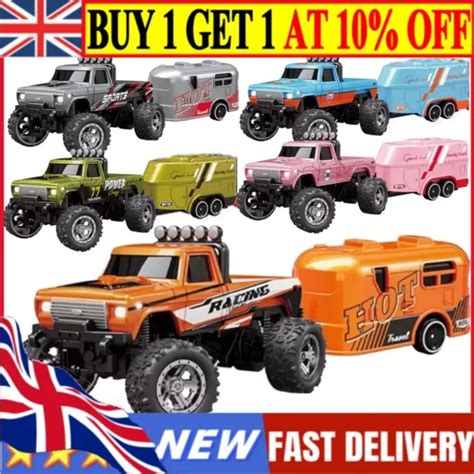 Mini Rc Monster Truck Usbc Rechargeable Underflow With Trailer 1 64 Scale Alloy £26 39 Picclick Uk