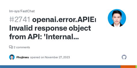 Openaierrorapierror Invalid Response Object From Api Internal
