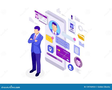 Isometric Personal Data Information App Identity Private Concept