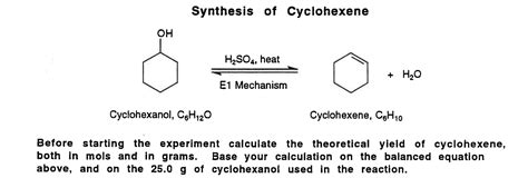 Solved Synthesis Of Cyclohexene Cyclohexanol C6h12o