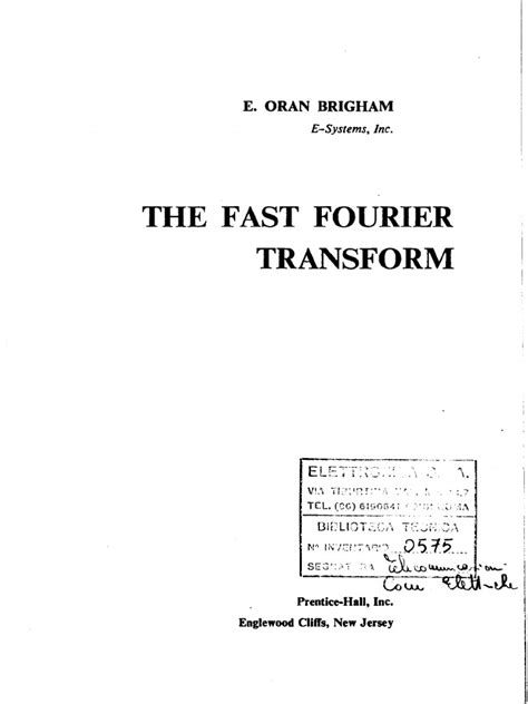Brigham Fast Fourier Transform Pdf Pdf Convolution Fast Fourier Transform