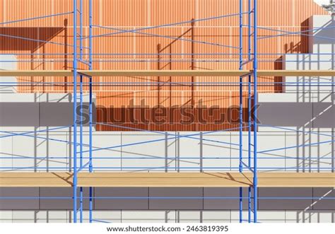 Scaffolding Structure Front Building Construction Realistic Stock Illustration 2463819395