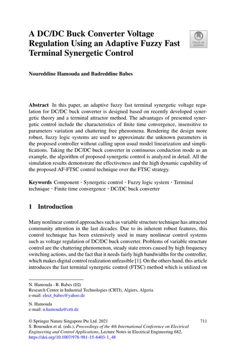 Pdf A Dcdc Buck Converter Voltage Regulation Using An Adaptive Fuzzy