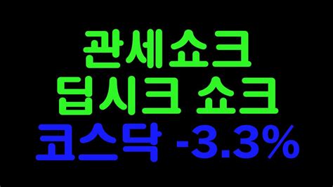 트럼프 관세 쇼크 딥시크 쇼크로 인한 대형주 폭락으로 시장 하락 Youtube