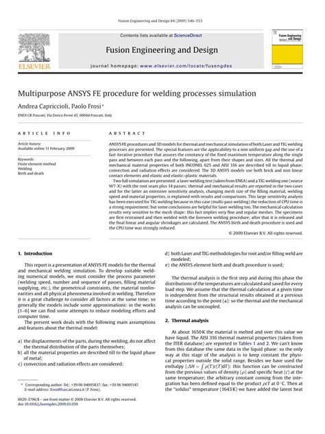 Pdf Multipurpose Ansys Fe Procedure For Welding Processes Simulation Dokumentips Pdf Multipurpose Ansys Fe Procedure For Welding Processes Simulation Dokumentips