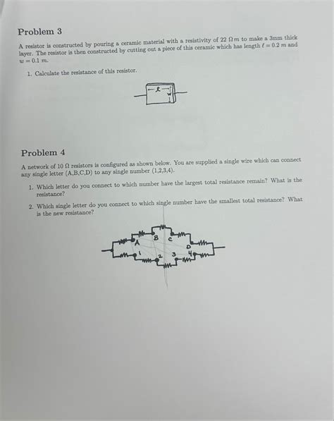 Solved Problem 3a Resistor Is Constructed By Pouring A