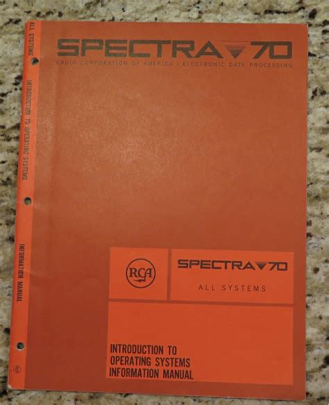 Vintage Spectra 70 Rca Introduction To Op Systems Information Manual Dated 1967 For Sale