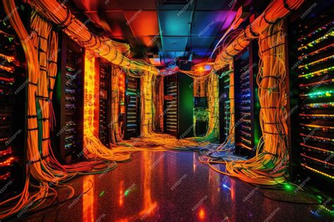 Premium Ai Image Network Cables Connected To Servers In A Data Center Created With Generative Ai