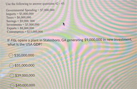 Solved Question 42 3 Points Use The Following To Answer