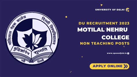 Motilal Nehru College Delhi Recruitment 2023 Du Mhc Non Teaching Form