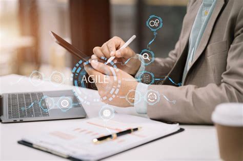 Agile Development Methodology Concept Business Hand Using Laptop