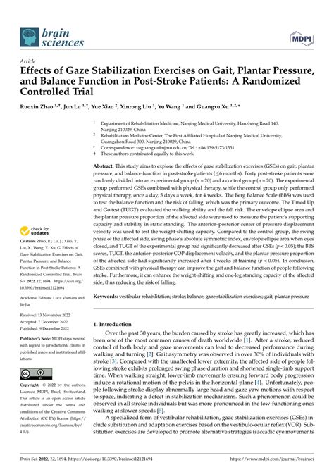 Pdf Effects Of Gaze Stabilization Exercises On Gait Plantar Pressure And Balance Function In Pdf Effects Of Gaze Stabilization Exercises On Gait Plantar Pressure And Balance Function In