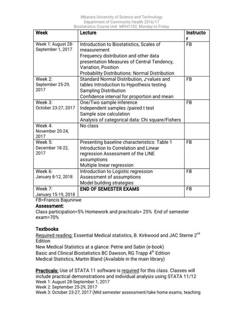 Biostatistics Mph1102 August 2017 Pdf