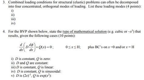 Solved Combined Loading Conditions For Structural Chegg Com
