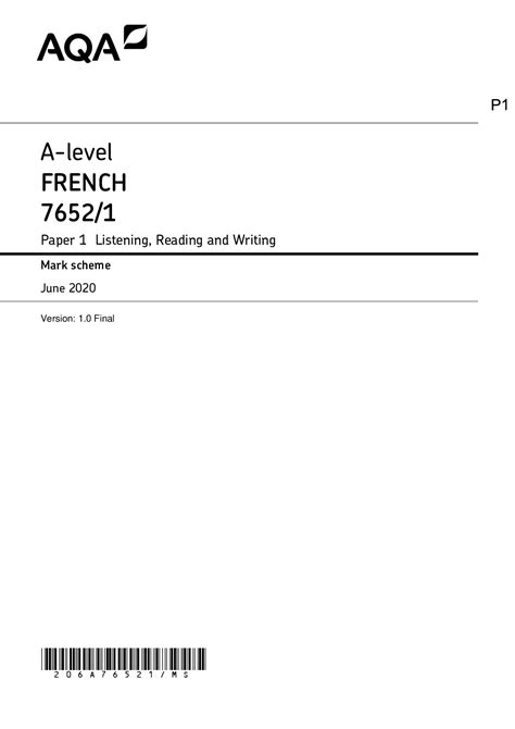 Actual 2024 Aqa A Level German 76621 Paper 1 Question Paper Mark