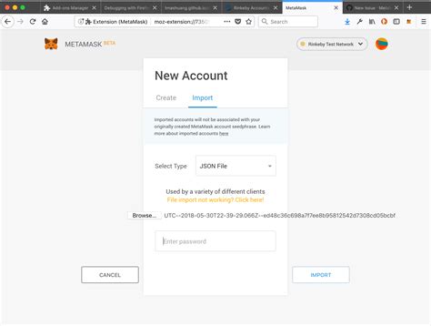 Overflow Issue With Firefox When Importing Json Account · Issue 4420 · Metamaskmetamask