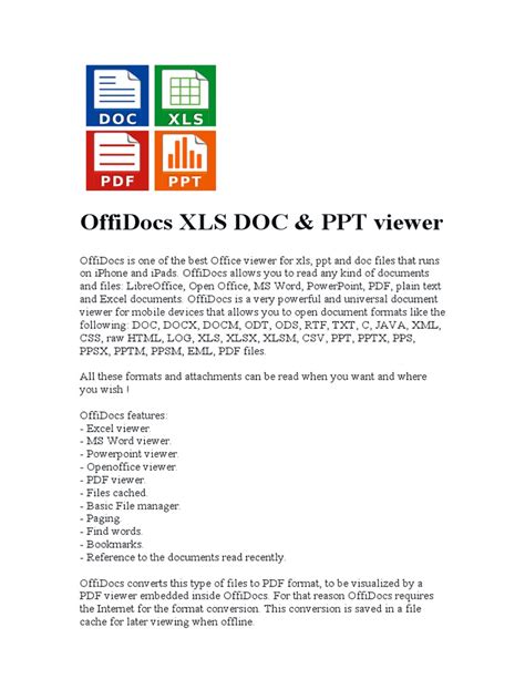Offidocs Xls Doc Ppt Editor Pdf