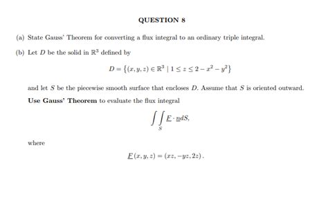 Solved A State Gauss Theorem For Converting A Flux