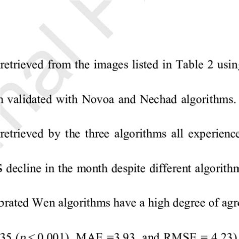 regression of wen algorithm with novoa and nechad algorithms via the download scientific