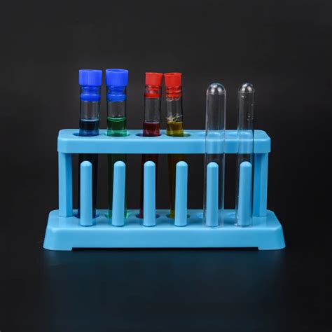 블루 랩 학교 용품 빨간색 플라스틱 테스트 튜브 랙 6 홀 홀더 지원 뷰렛 스탠드 실험실 테스트 튜브 스탠드 선반 1pc
