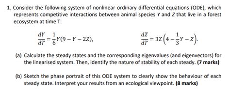 Solved 1 Consider The Following System Of Nonlinear