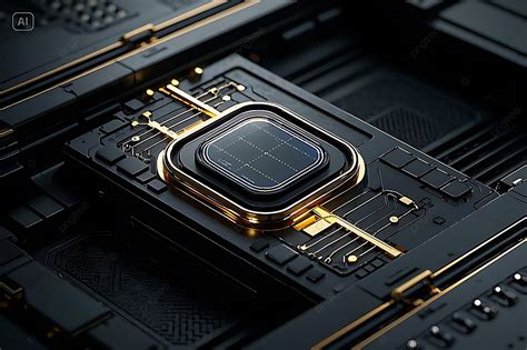 Futuristic Black And Gold Circuit Board With Premium Look Background