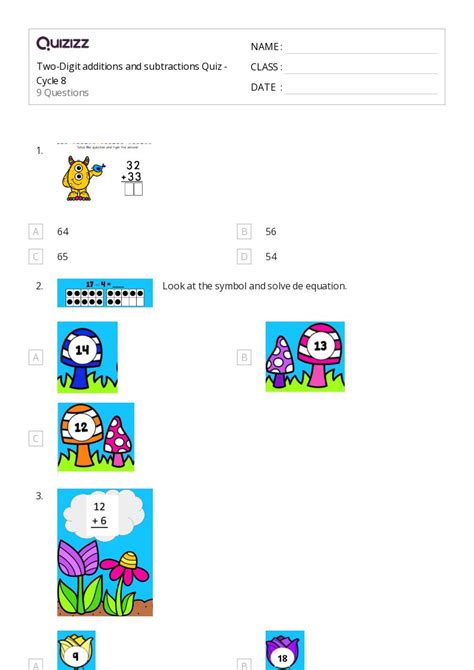 50 Two Digit Addition Worksheets For 1st Grade On Quizizz Free And Printable