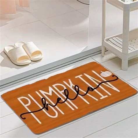 1 Pack Non Slip Diatomite Bath Mat Bathroom Rugs Hello Pumpkin Time