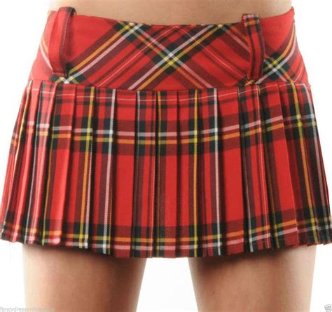 Ladies Scottish Hipster Tartan Kilt Side Zip Womens Mini Pleated